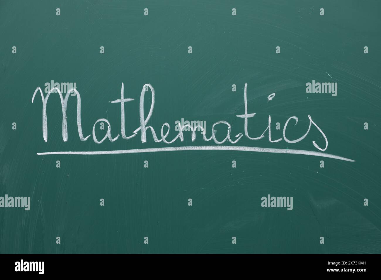 Word Mathematics written with chalk on green board Stock Photo - Alamy