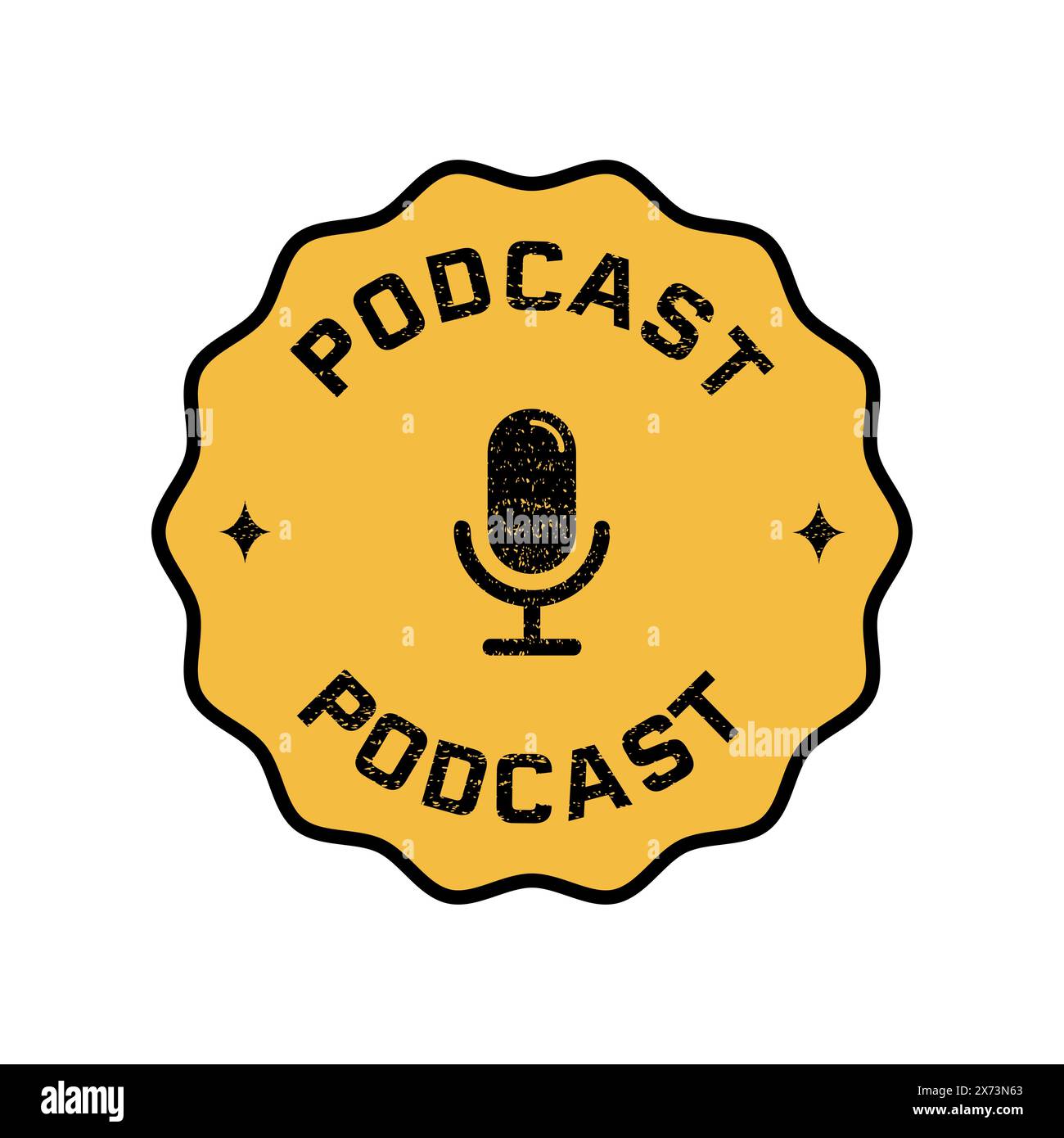 Vintage podcast logo with a microphone icon and text Stock Vector Image ...
