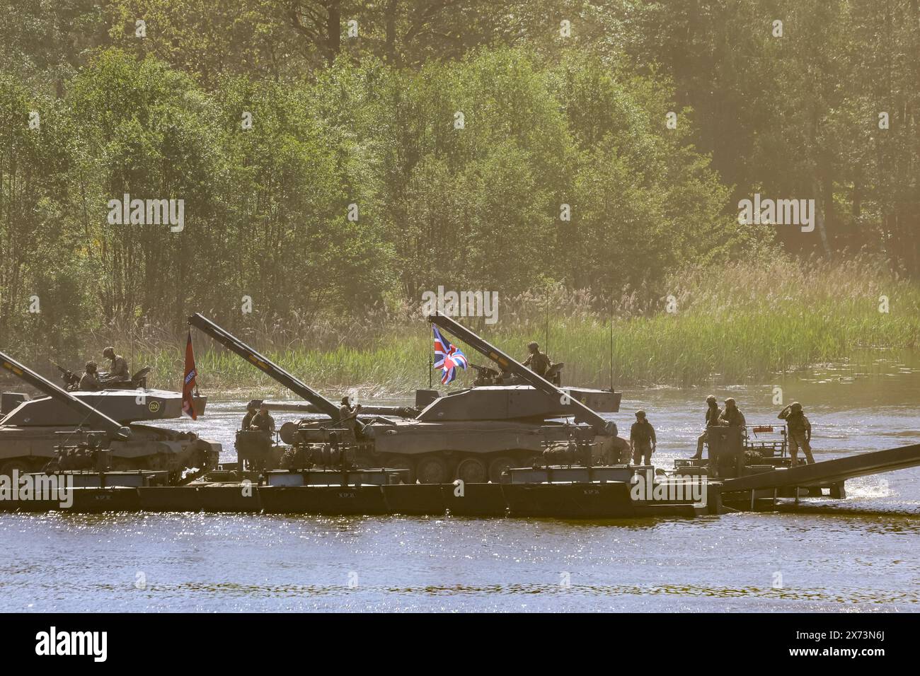 British soldiers of the UK 12th Armoured Brigade Combat Team cross Zly ...