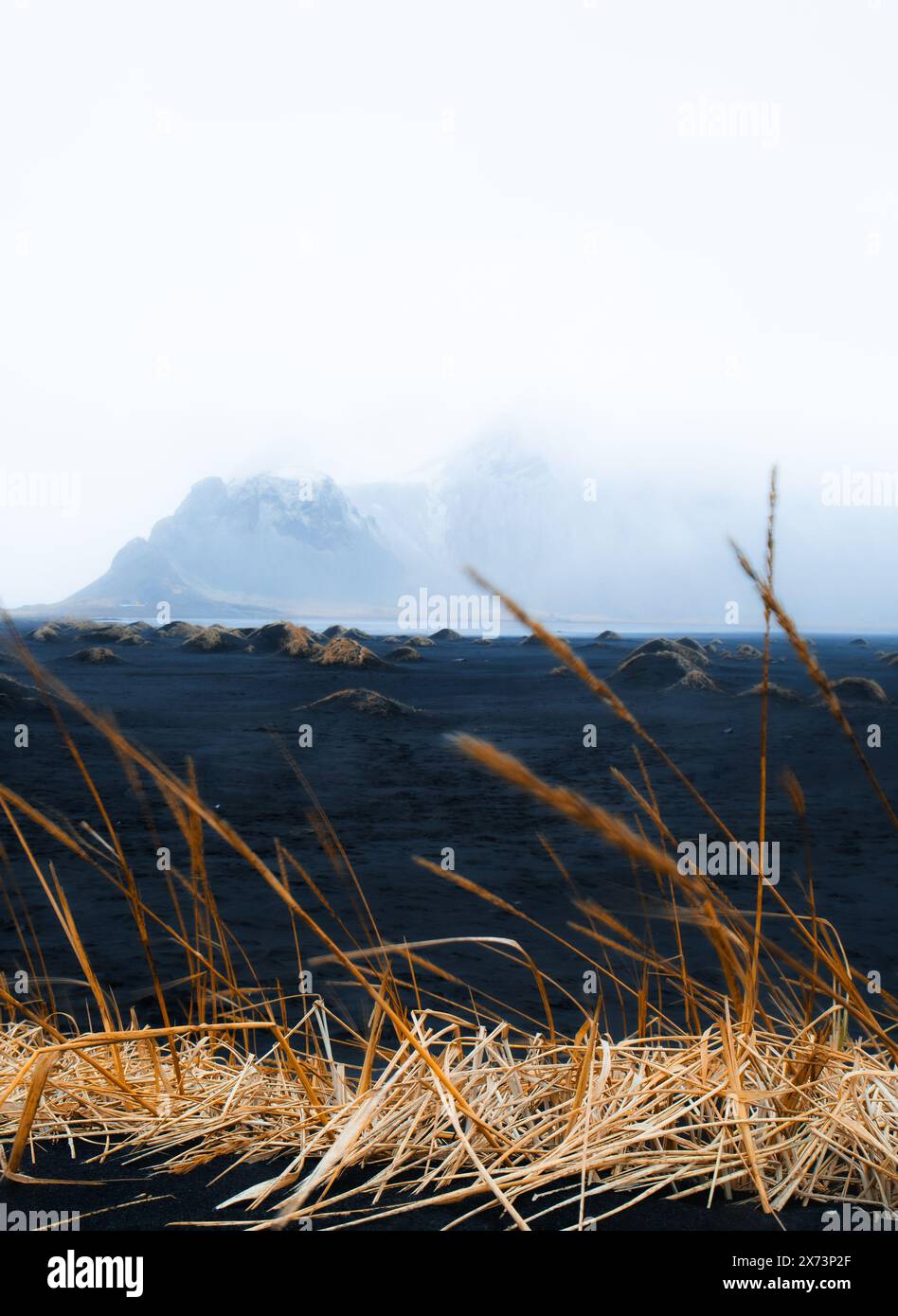 Dramatic moody Stokksnes black beach in South East Iceland. Dramatic ...