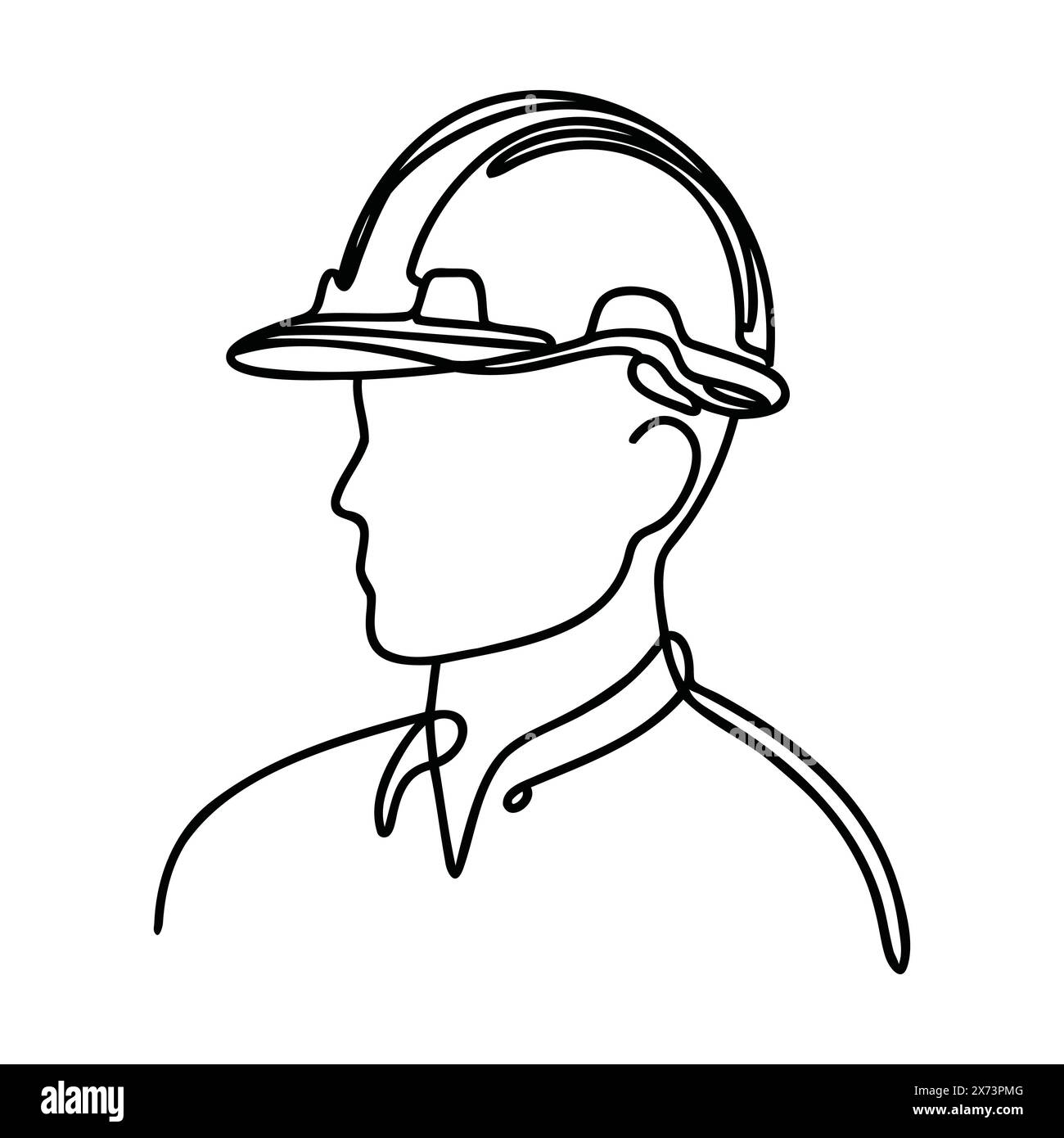Single Continuous Line Drawing Of A Young Builder Business Concept Of