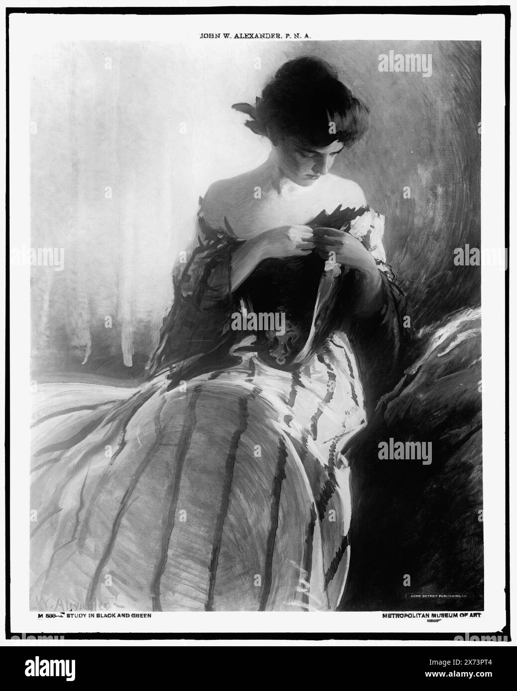 Study in black and green, Photograph of a painting signed "J.W ...