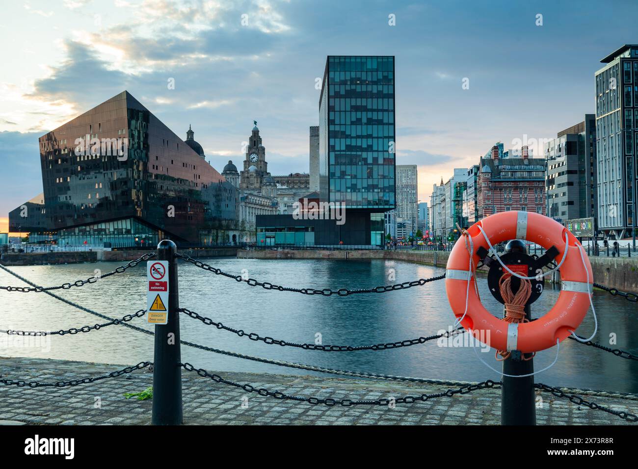 Sunset on Liverpool waterfront, England Stock Photo - Alamy