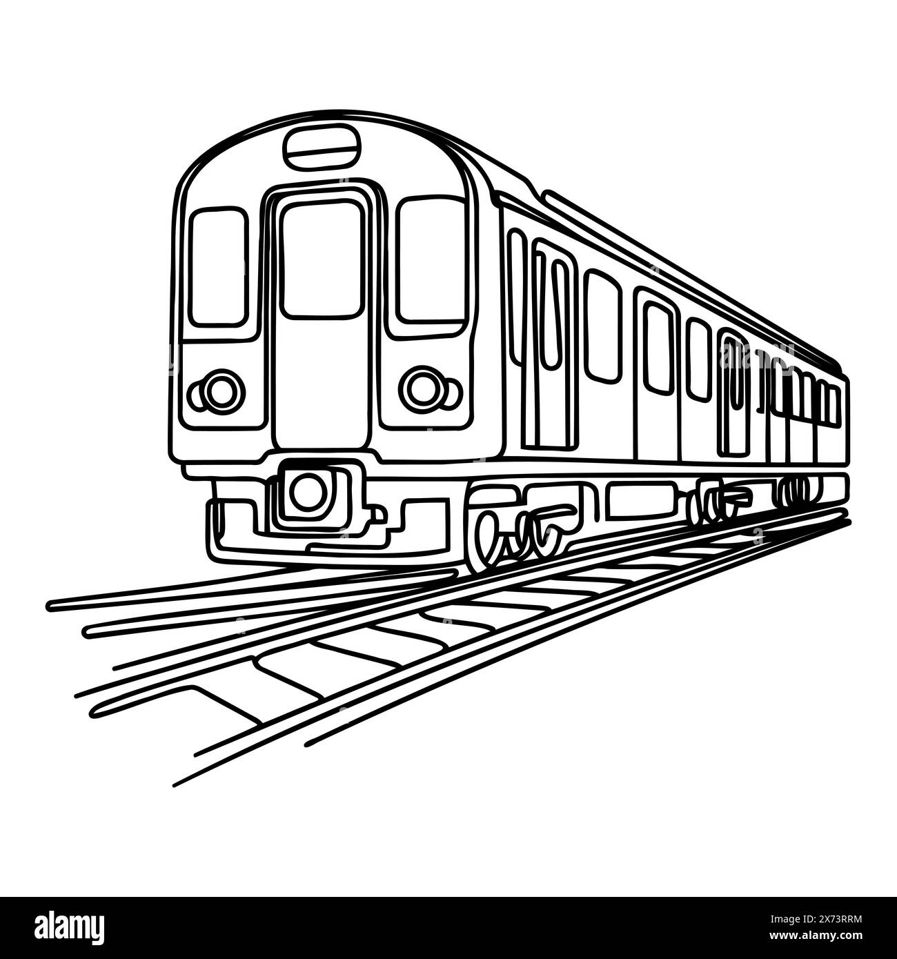 Continuous line vector illustration of a railway track. one line train ...