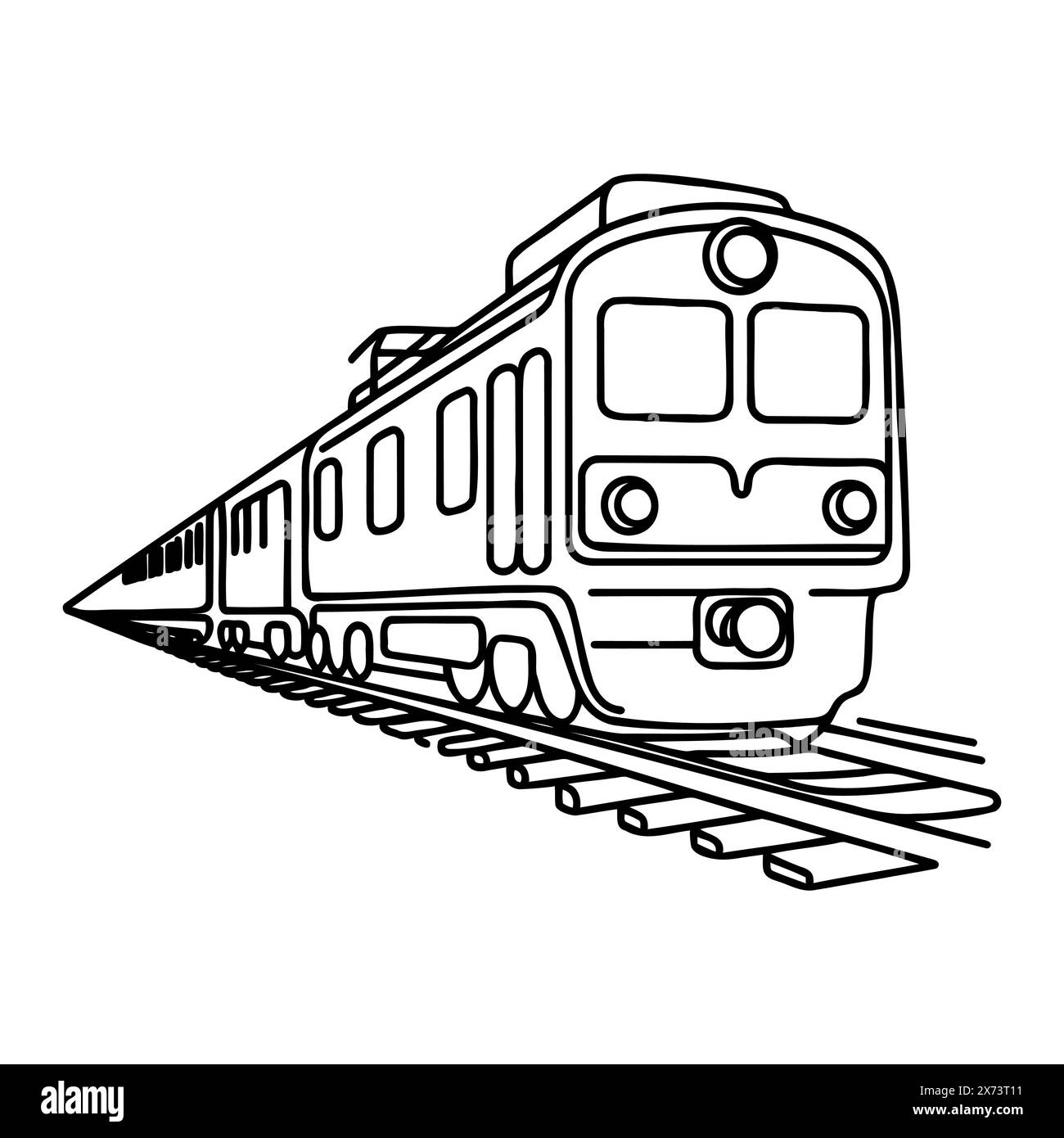 Continuous line vector illustration of a railway track. one line train ...