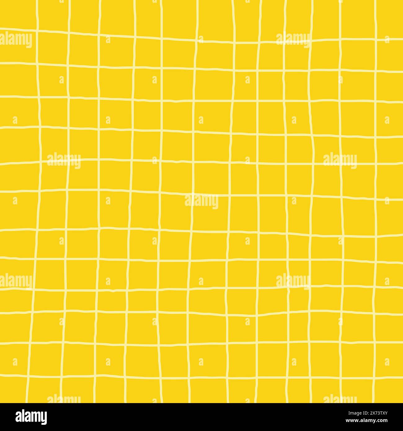 Hand Drawn yellow plaid with simple Vector Pattern of organic lines ...