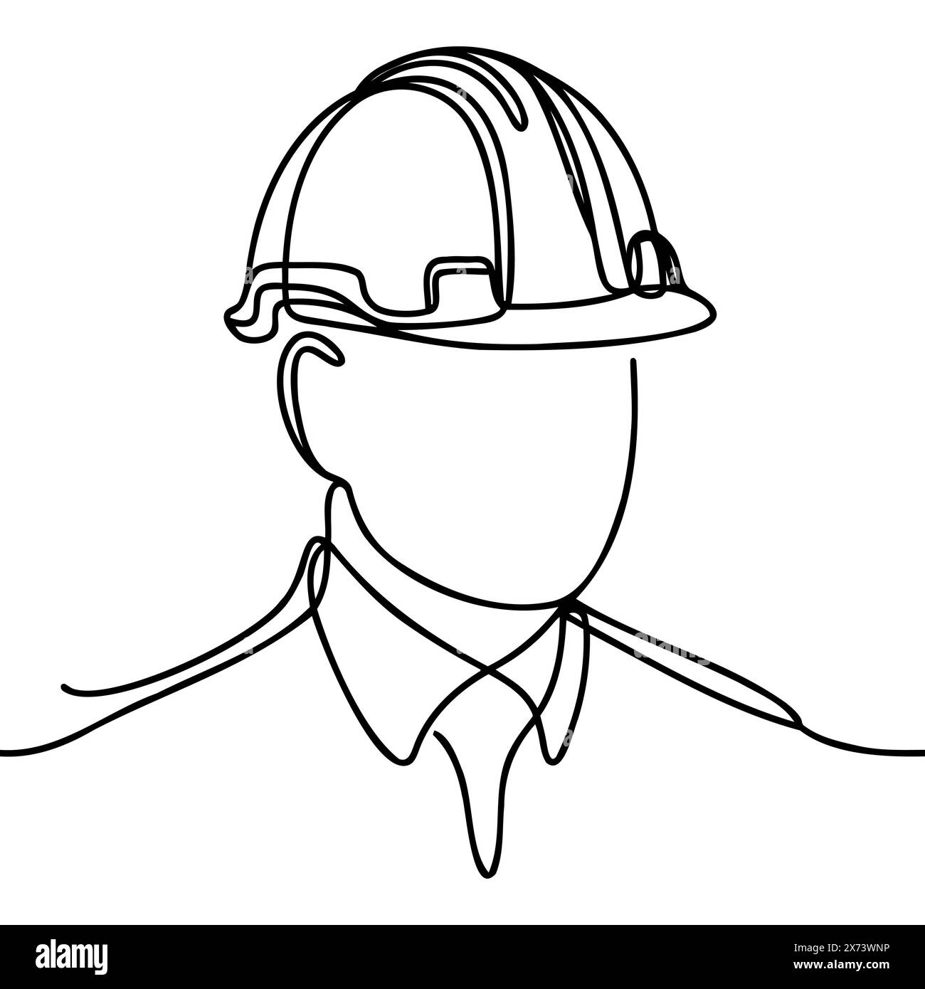 Single continuous line drawing of a young builder. Business concept of ...