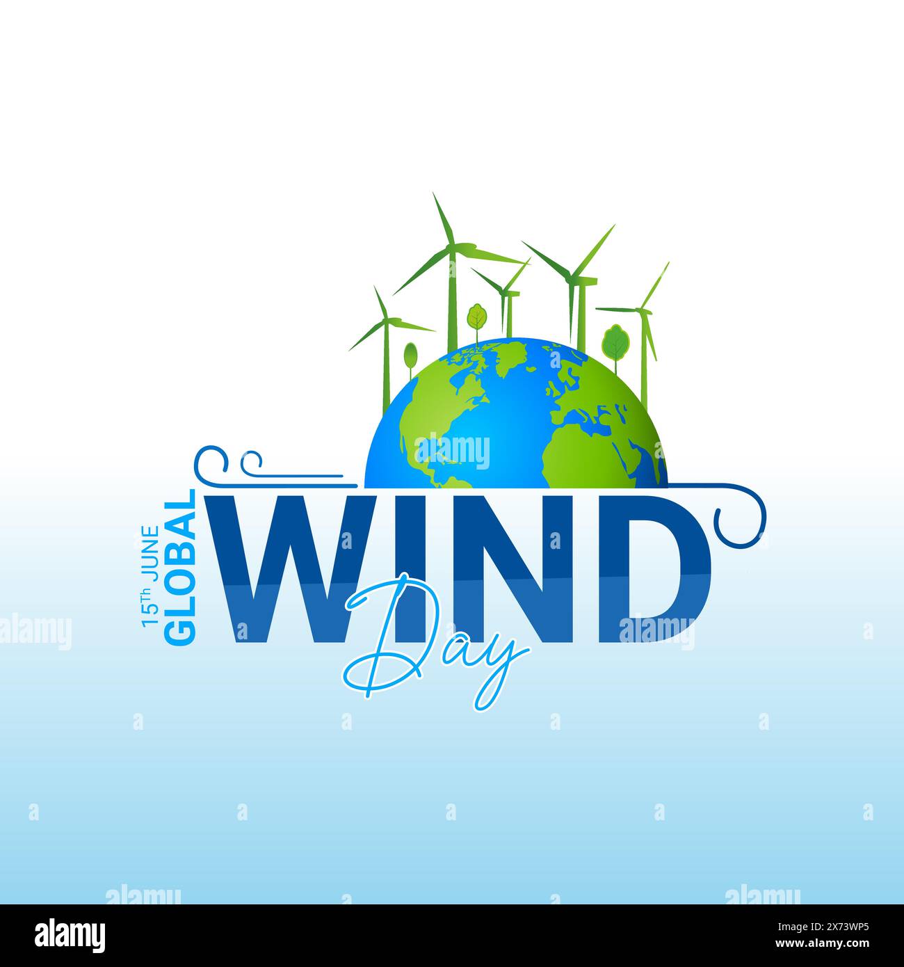 Global Wind Day green natural creative ad design. earth globe and wind ...