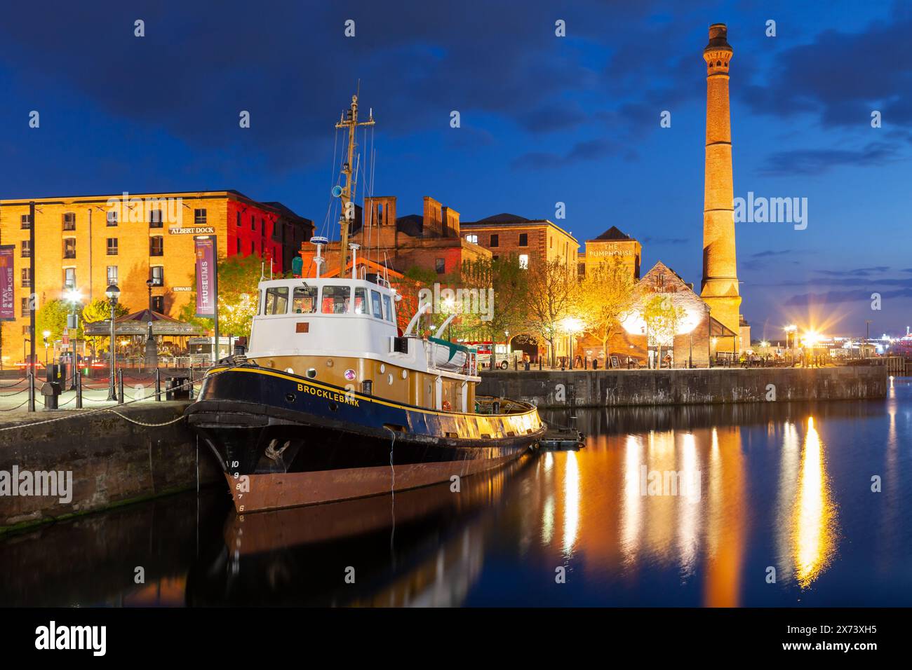 Night falls at Canning Dock in Liverpool, England Stock Photo - Alamy