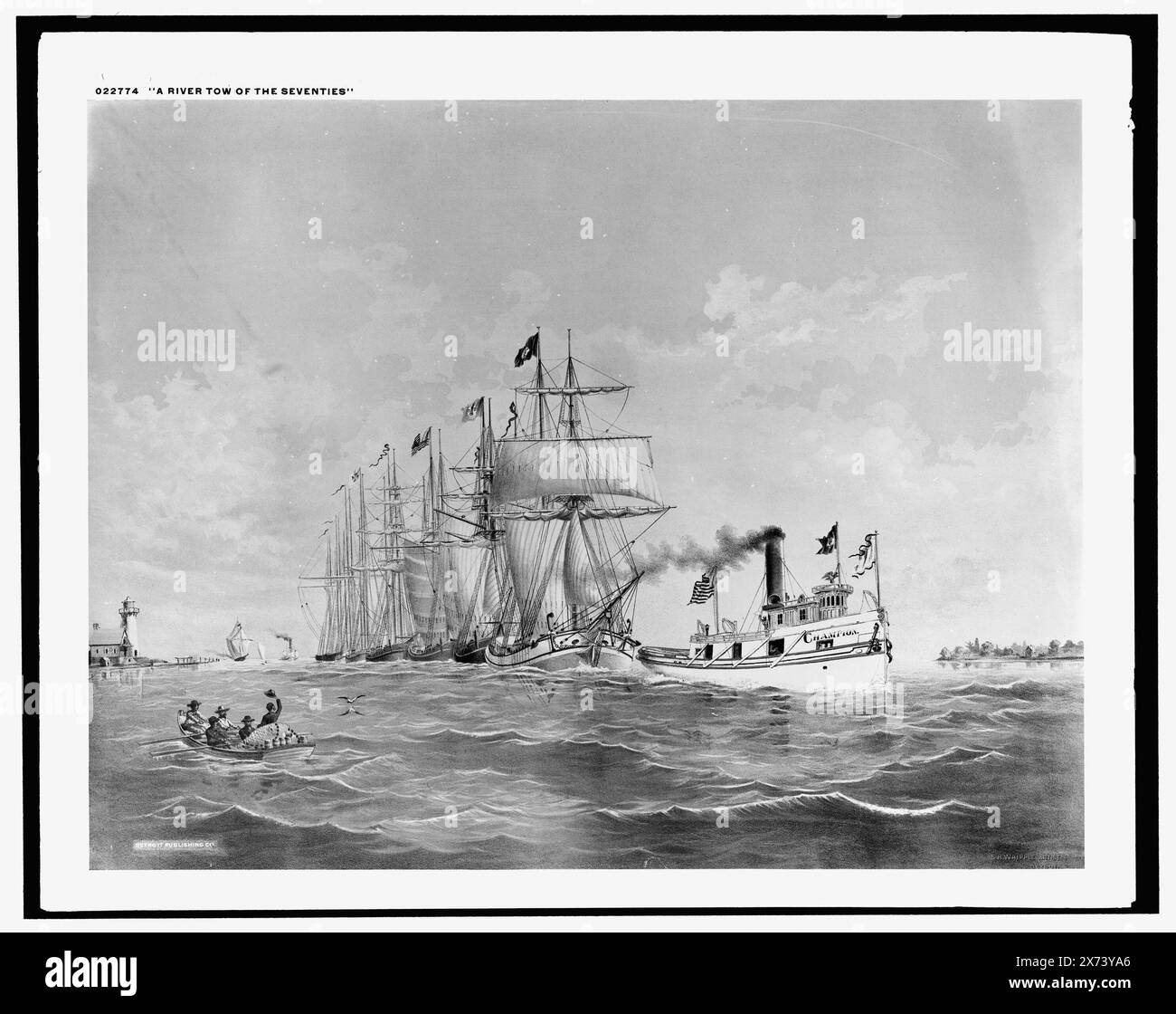 A river tow of the seventies, Photograph of a print marked "S.A ...