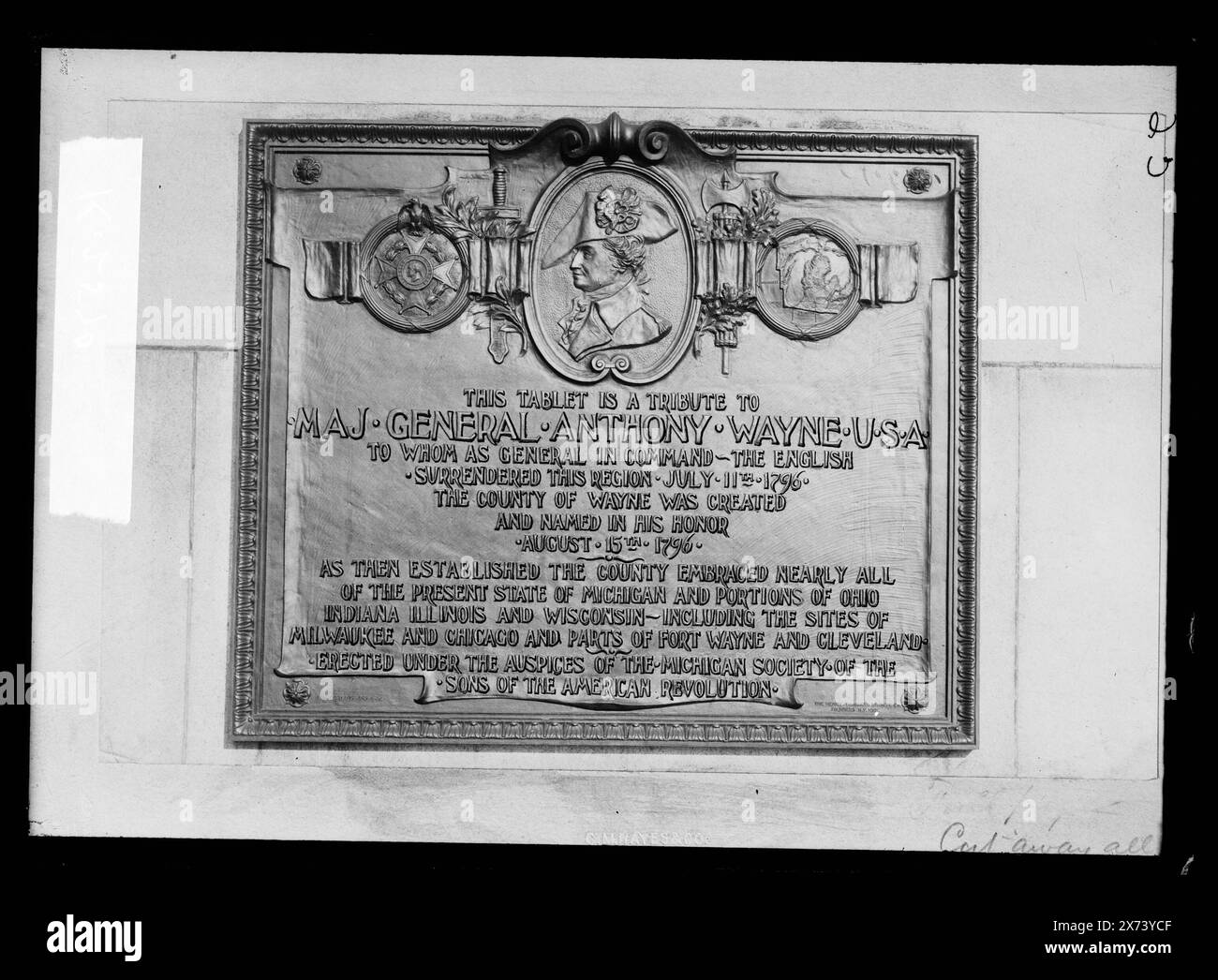 General Wayne memorial plaque, Wayne County building, Detroit, Mich ...