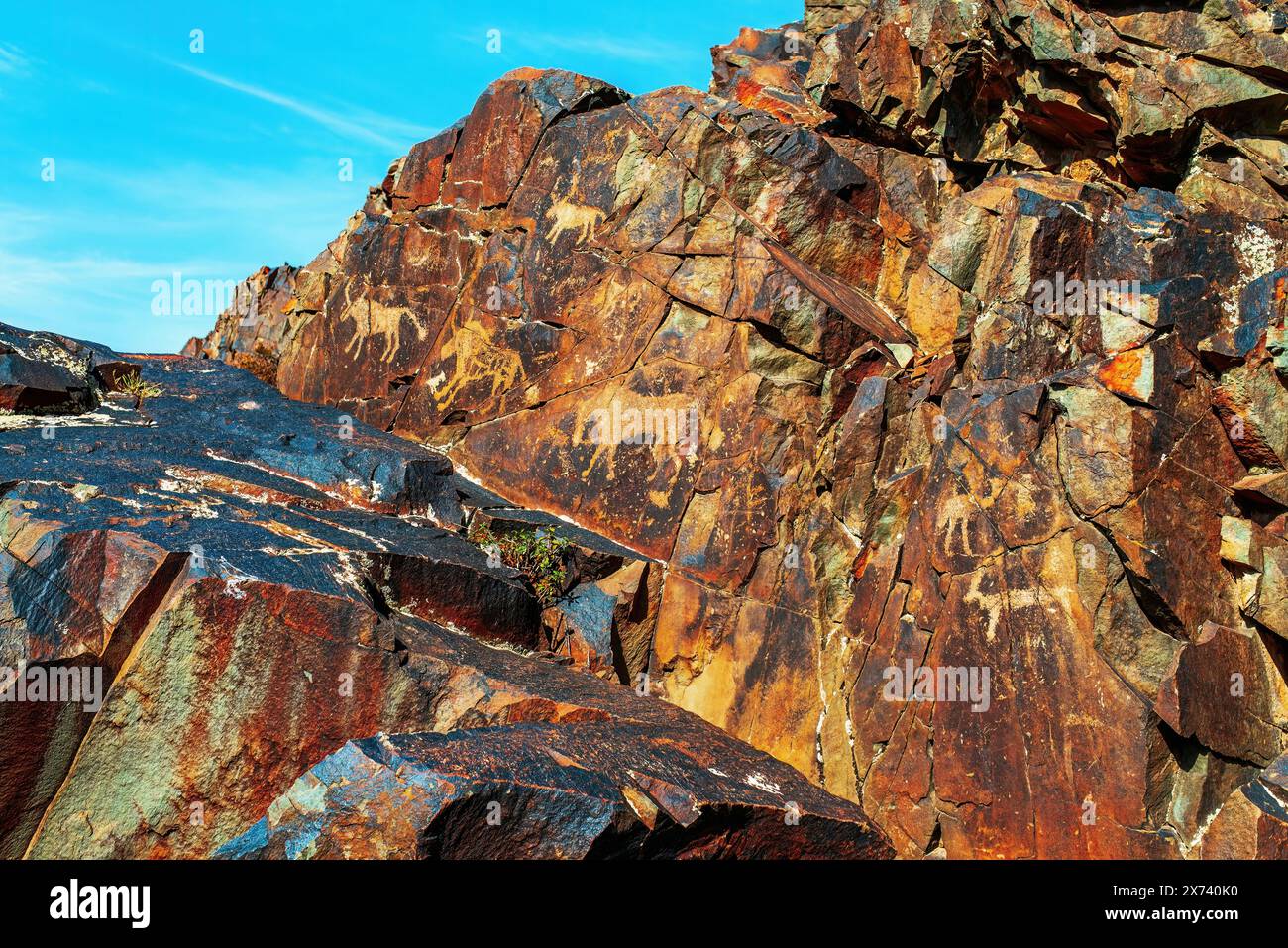 Ancient rock paintings in the Karasay gorge, Taraz, Zhambyl Region ...