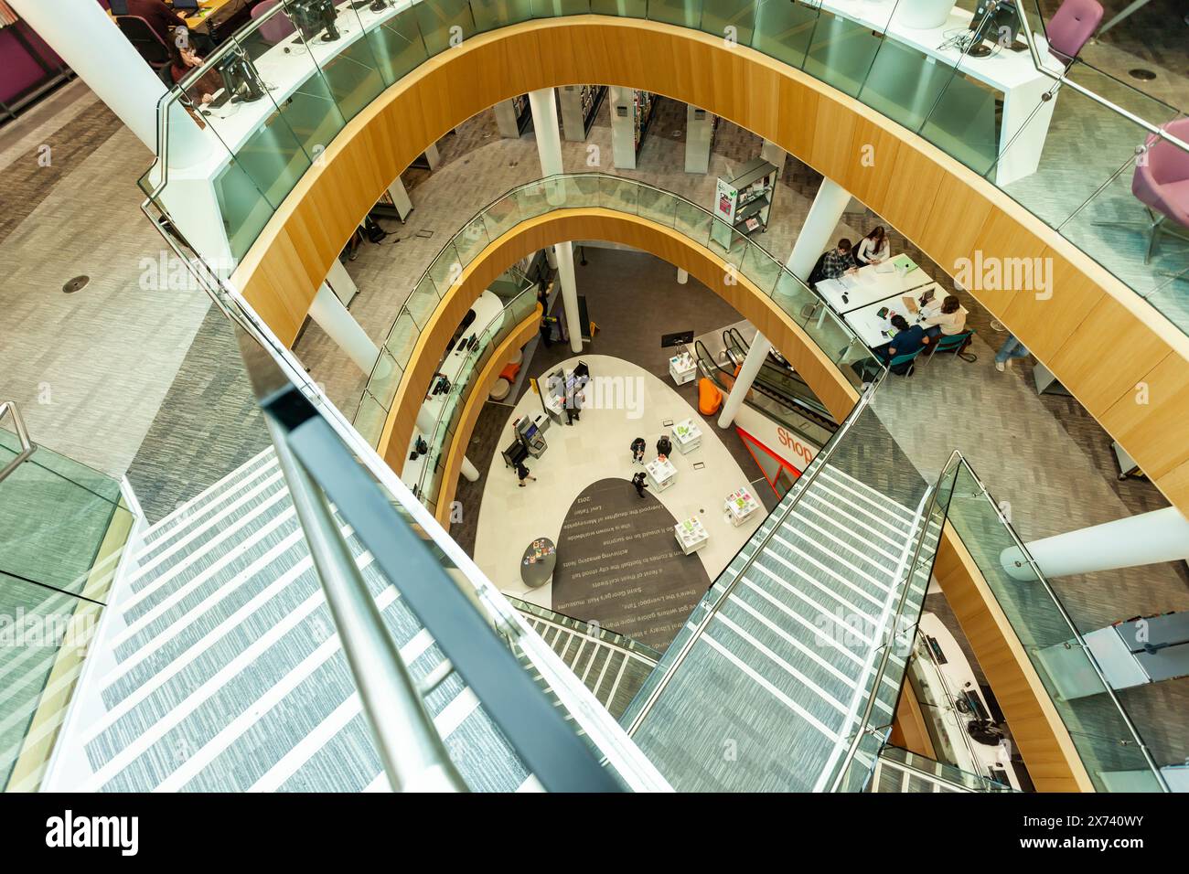 Staircase in Liverpool Central Library, Liverpool, England Stock Photo ...