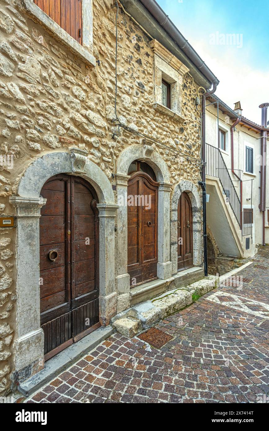 Typical stone house with three doors in the Ricetto district in the ...