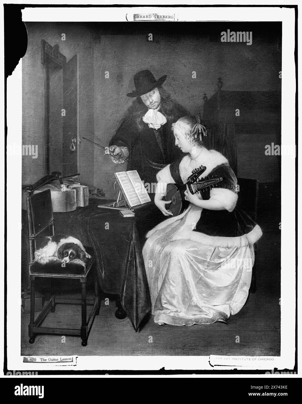 The guitar lesson, Photograph of a painting at the Art Institute of ...