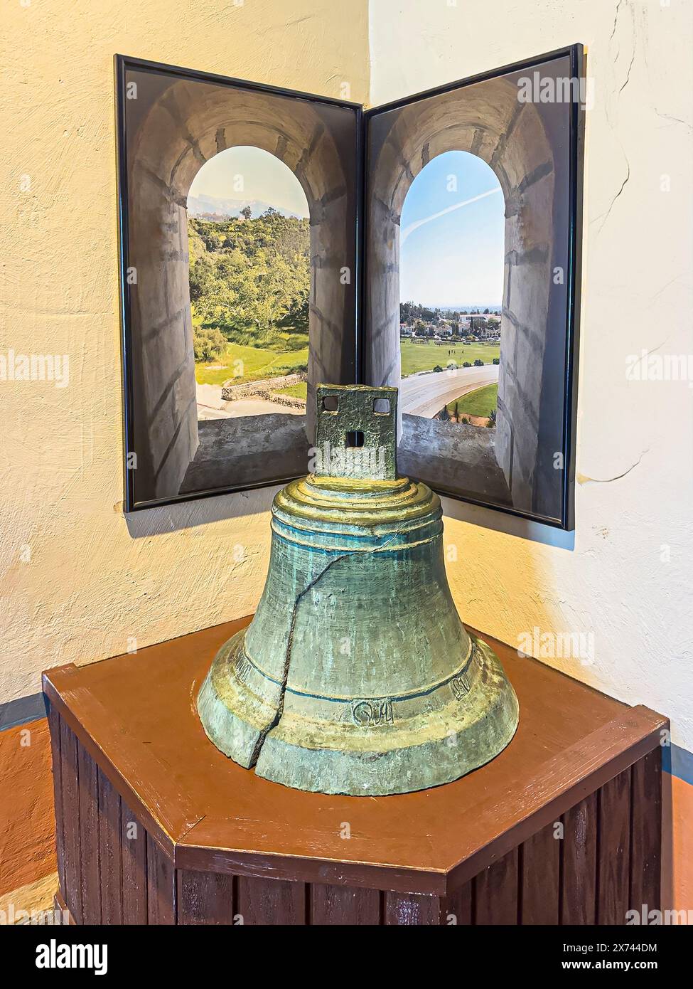 Santa Barbara, CA, USA - July 7, 2024: Ancient broken bell at Old ...