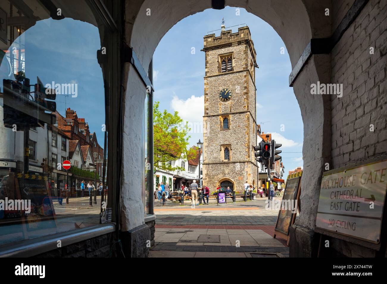 Clock tower in St Albans city centre, Hertfordshire, England Stock ...
