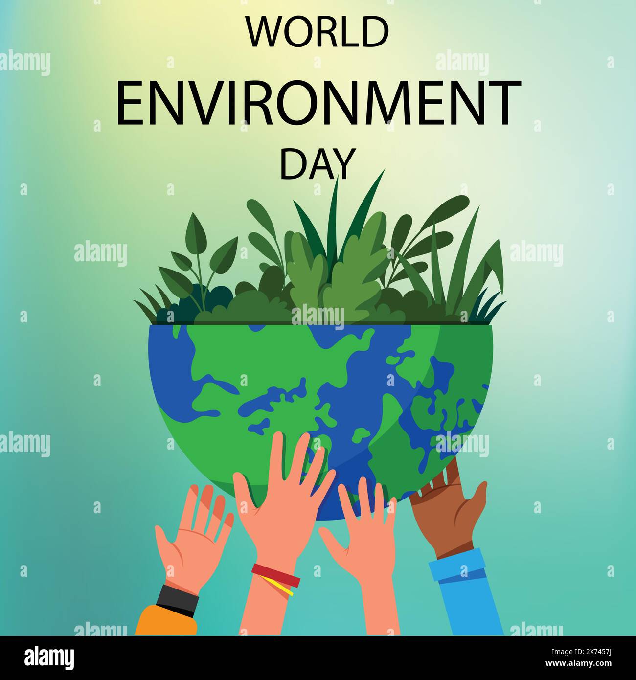 vector illustration on the theme of earth day. planet earth, held by ...