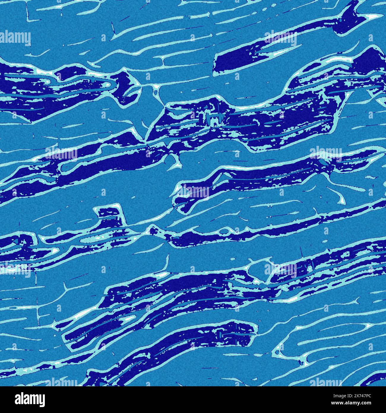 Summer blue dyed wave water pattern with broken linear stripe effect ...