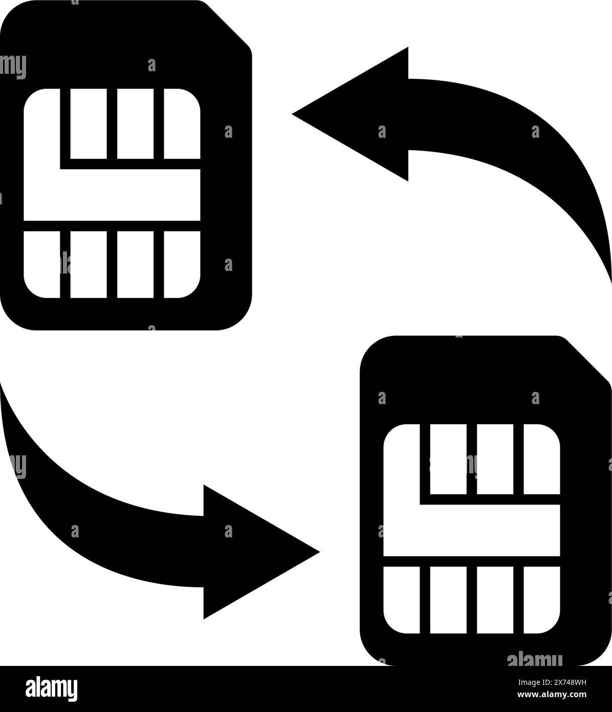 A simple icon depicting the transfer or migration of data between two ...