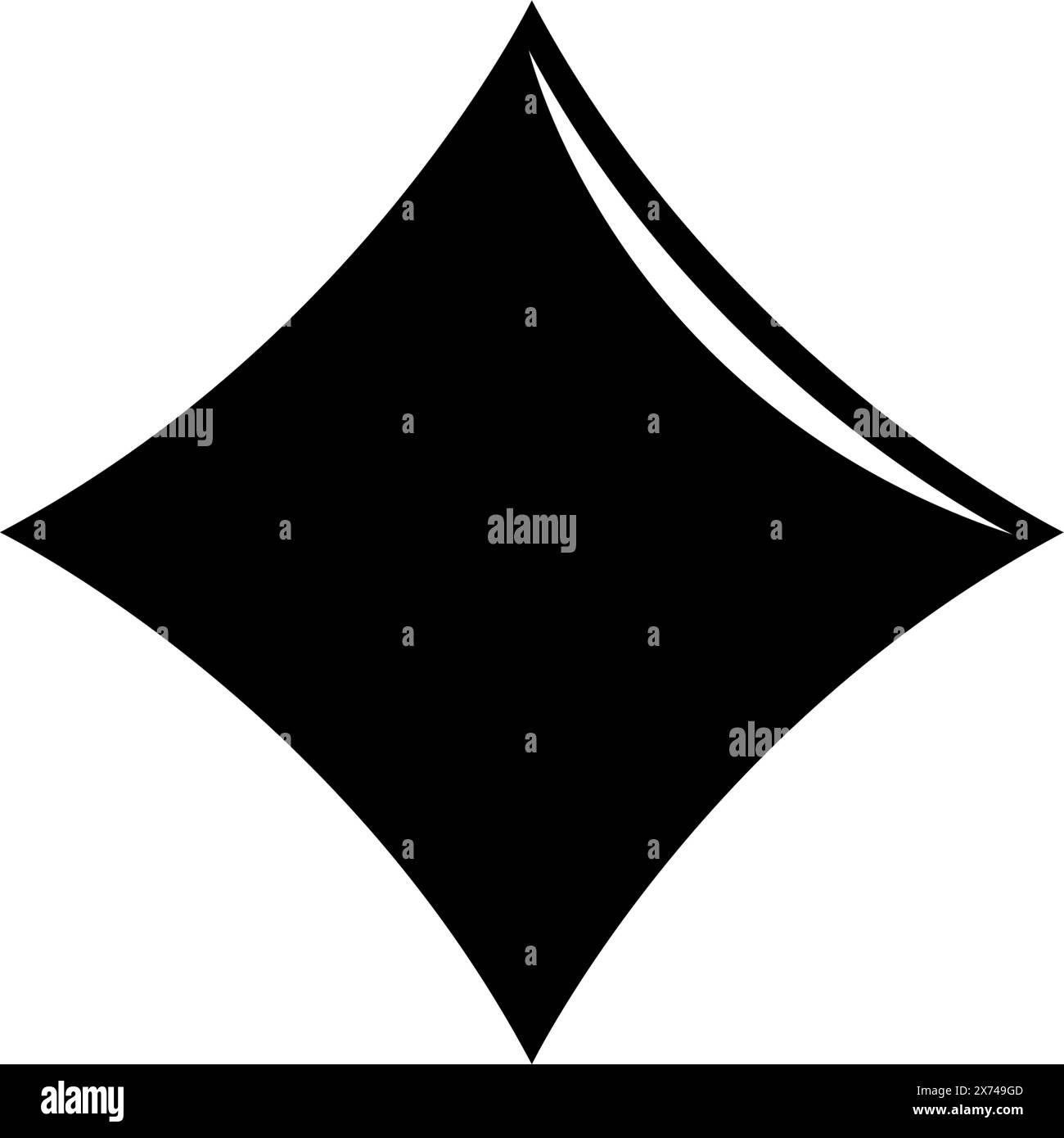 A minimalist black and white icon depicting the stylized diamond symbol ...