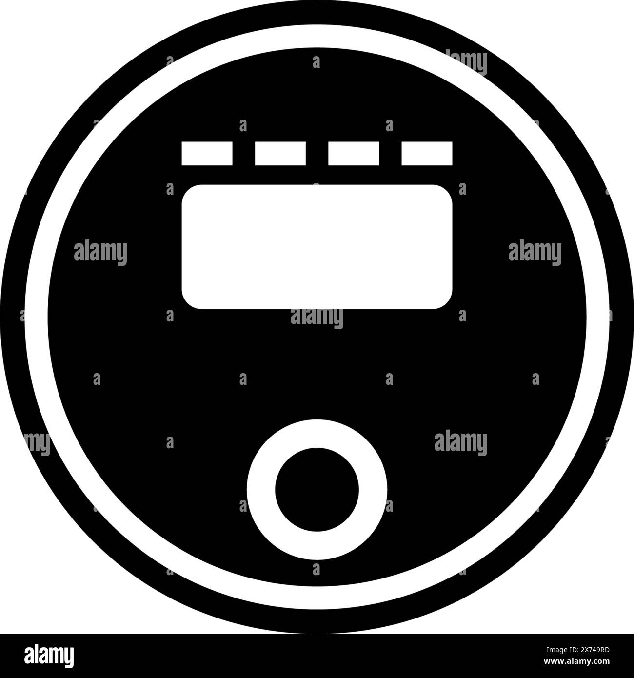 A sleek, minimalist icon representing a robot vacuum cleaner or ...