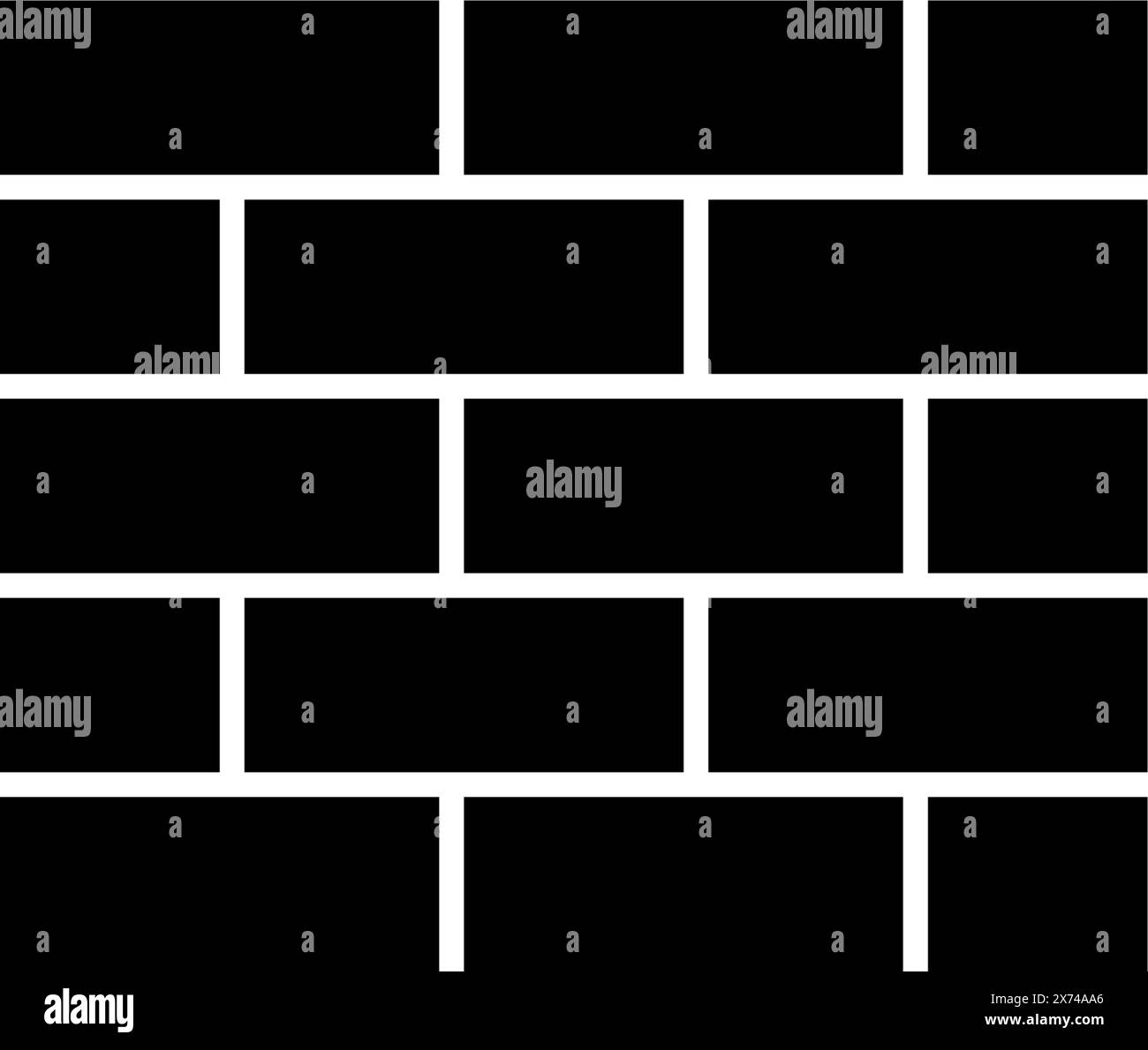 A simple black and white graphic illustration of a minimalist brick ...