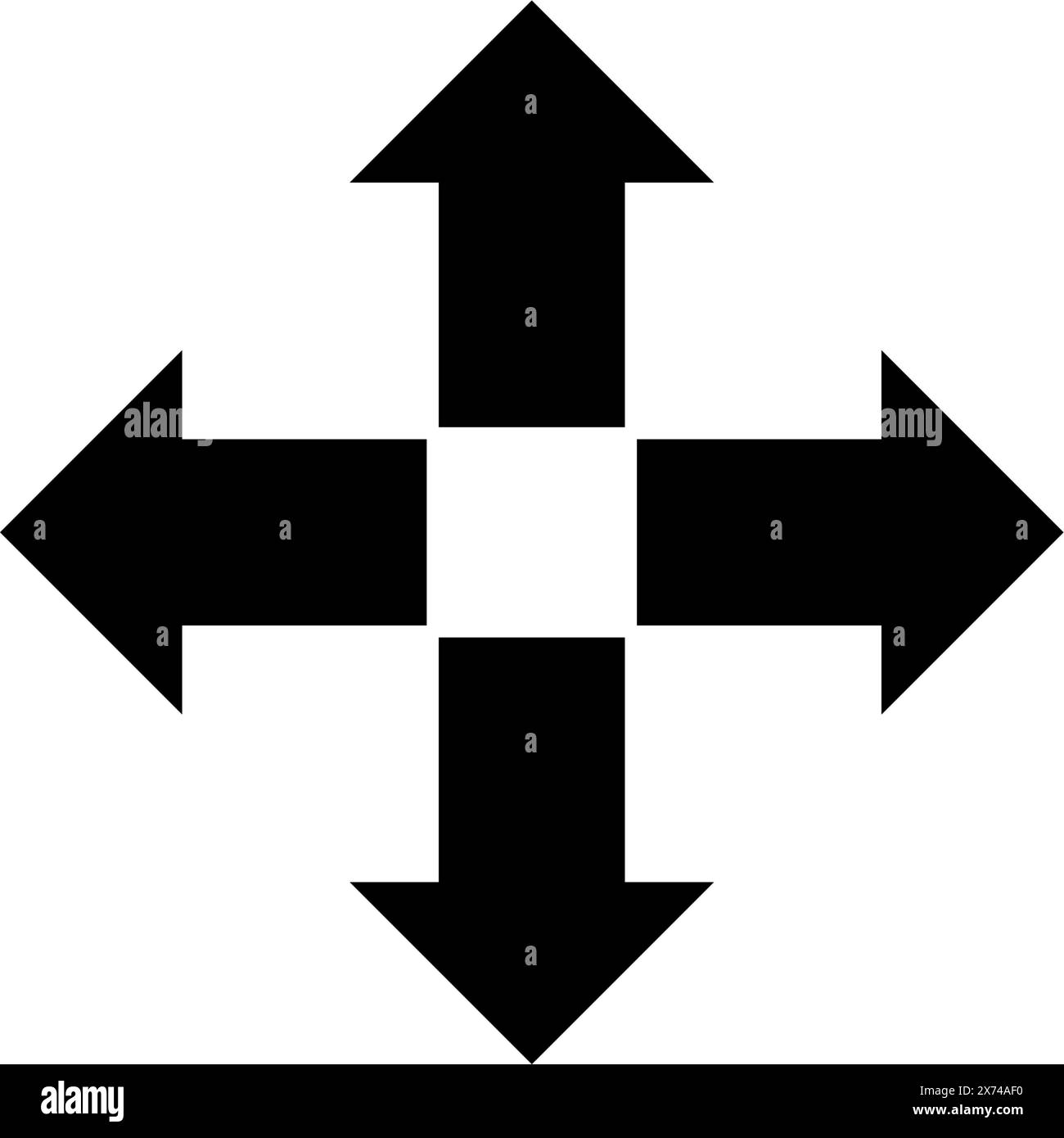 A simple black and white graphic image depicting four directional ...