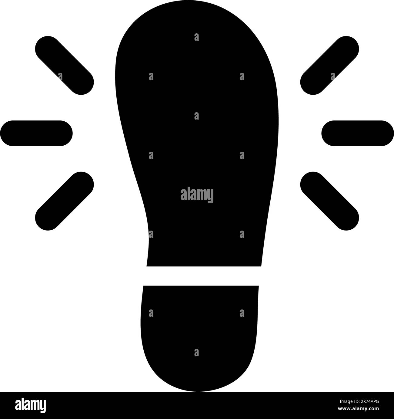 A minimalist black and white graphic icon depicting a single footprint ...