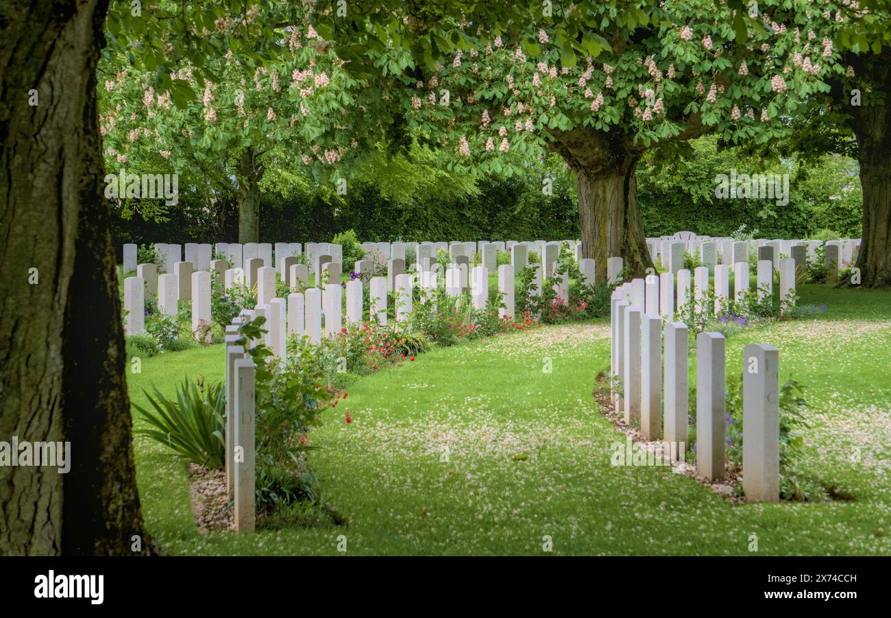 The Bayeux War Cemetery in Bayeux, France. This corner is the resting place for many non-British ...