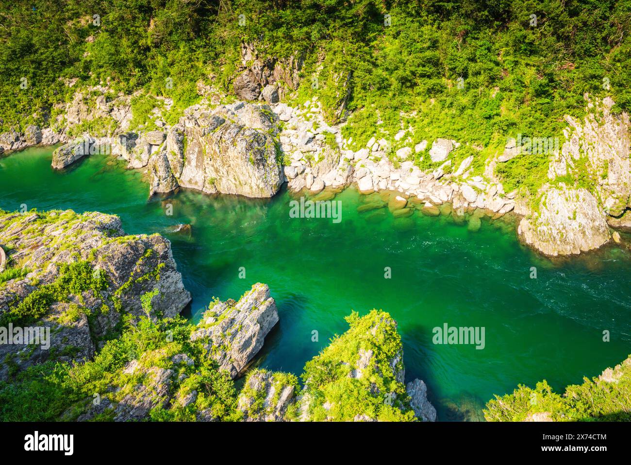 Scenic Green River landscape of the Oboke Gorge in Japan Stock Photo ...