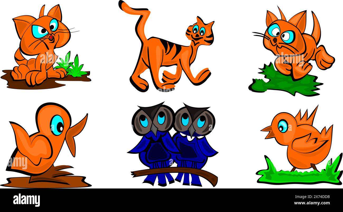 Beautiful Cartoon Animal Vector Art Collection Stock Vector Image & Art ...