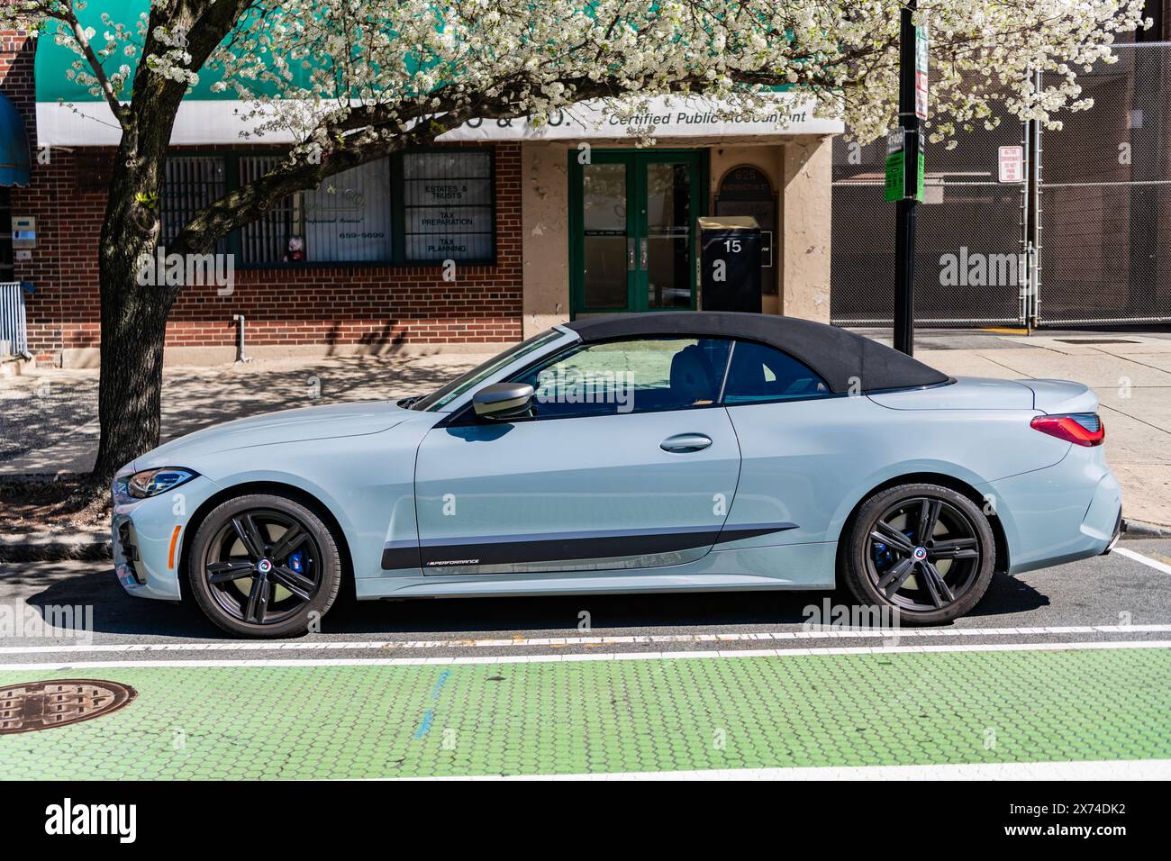 New York City, USA - March 31, 2024: BMW 4 sport gran coupe convertible ...