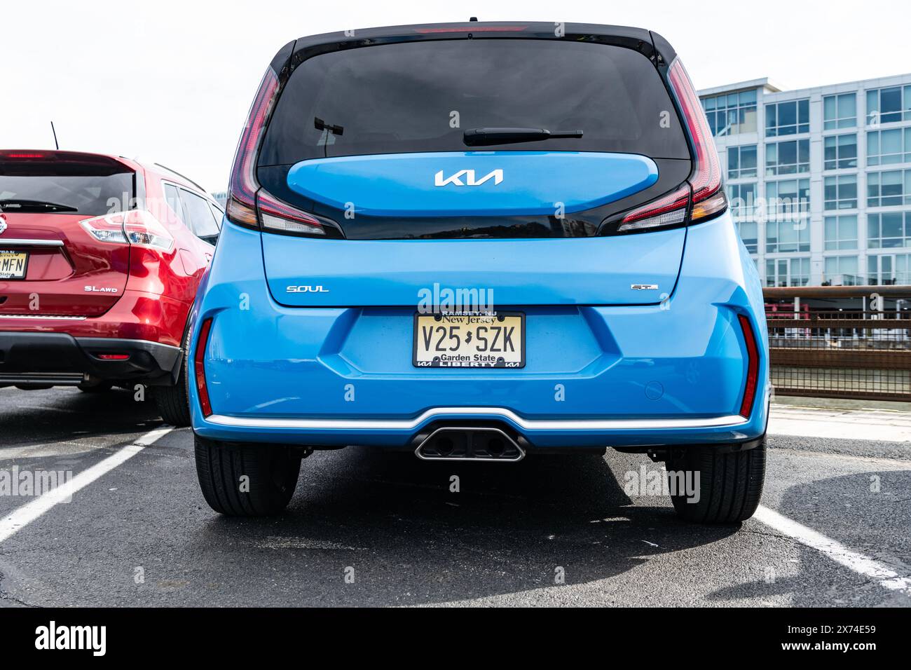 New York City, USA - March 31, 2024: 2024 Kia Soul GT-Line modern blue ...