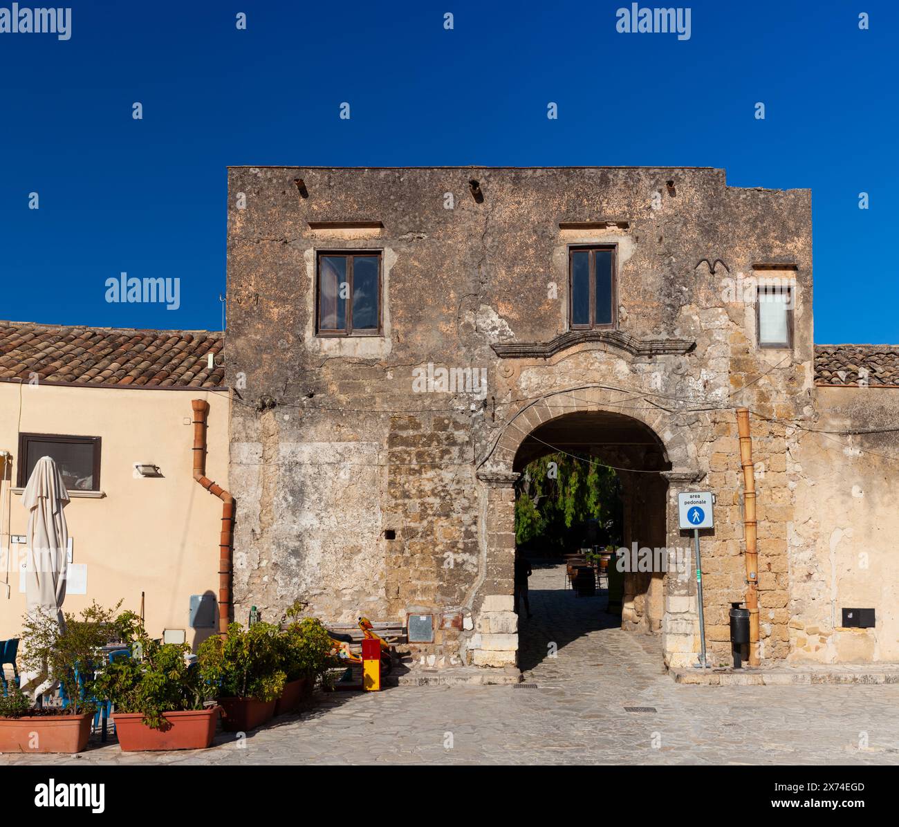 Entrance of the Baglio, courtyard in the little village of Scopello ...