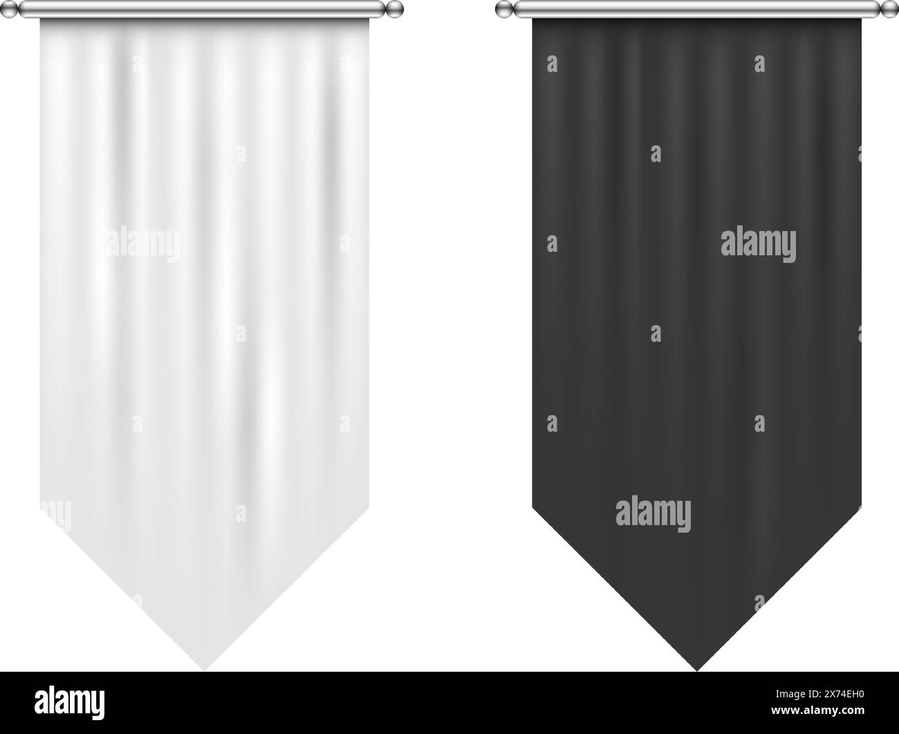 rectangular black and white pennant flags. hanging flags mock up ...