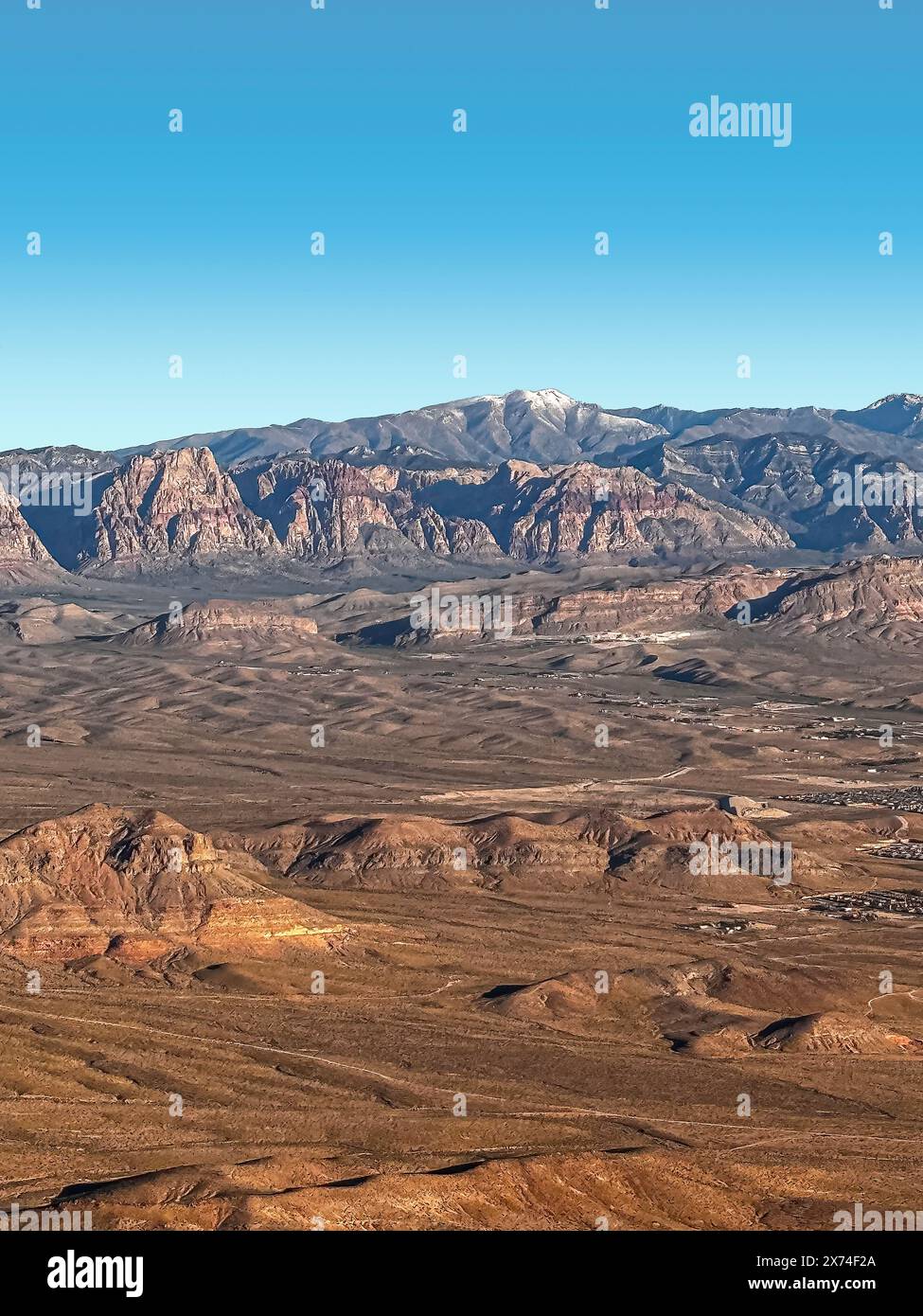 Las Vegas, NV, USA - May 11, 2024: Flyover, Spring Mountain range with ...
