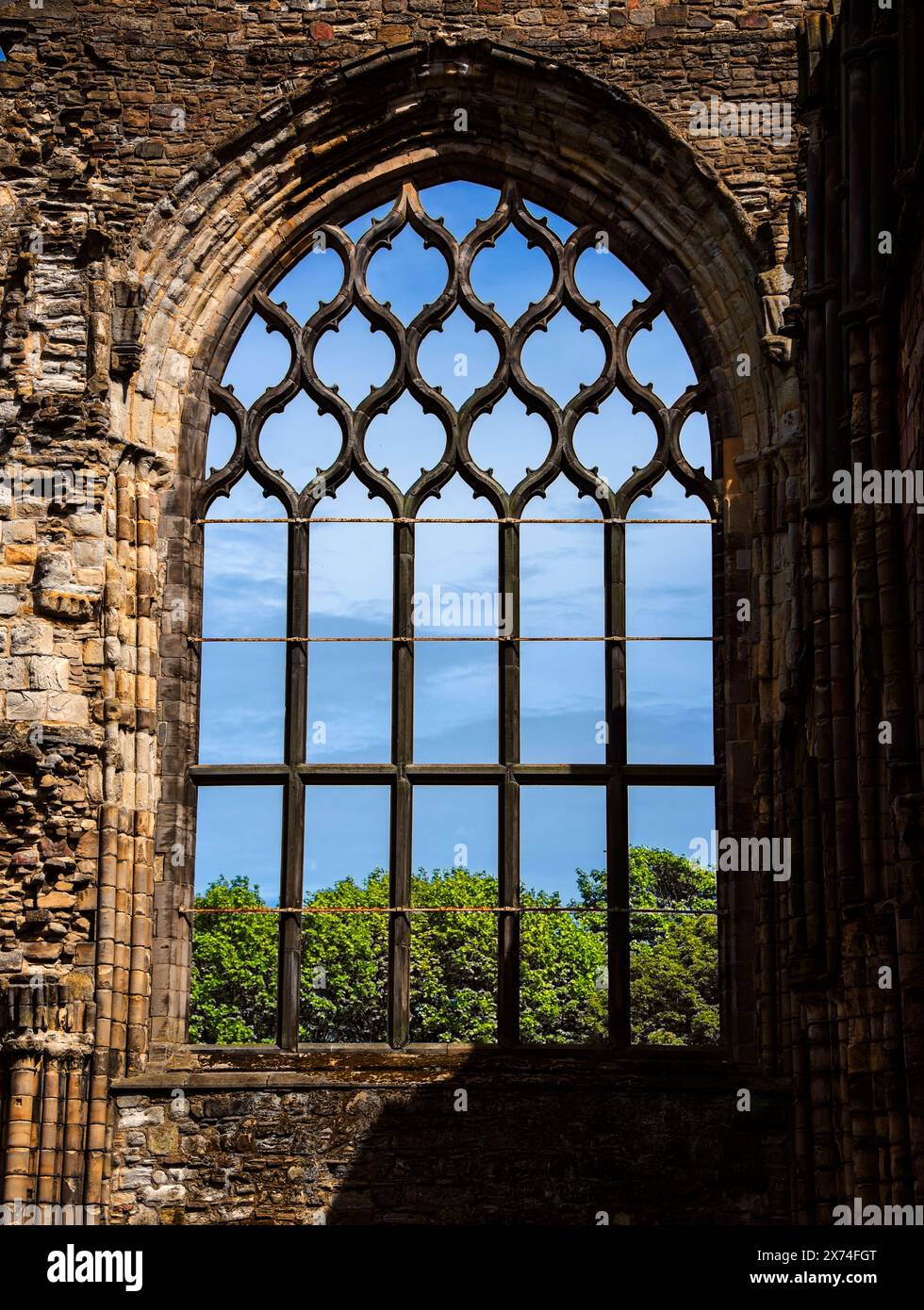 Ancient stone open window in the Holyrood Abbey, Edinburgh, Scotland ...