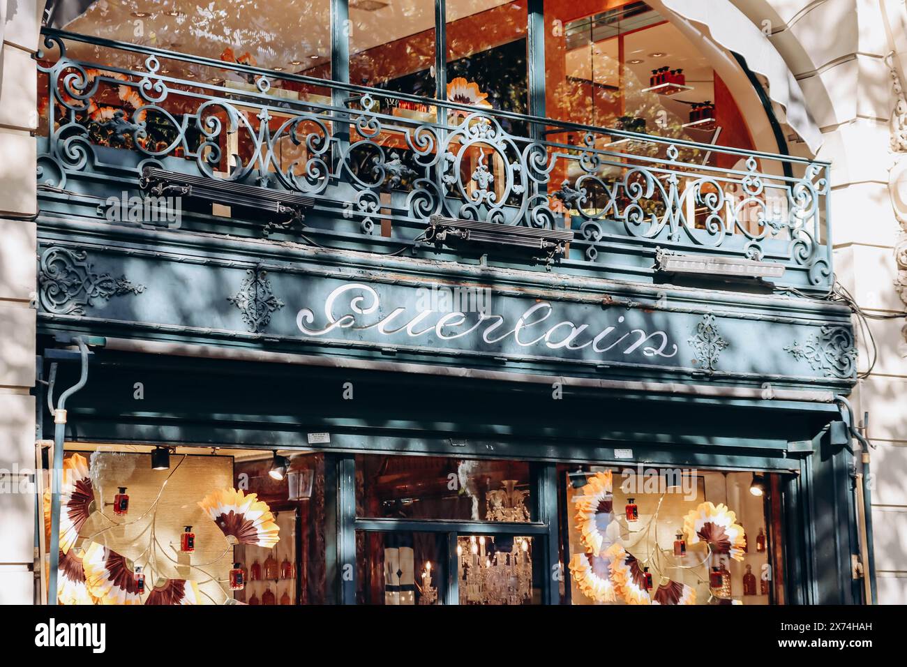 Paris, France - September 24, 2023: Sign of the historic Guerlain store ...