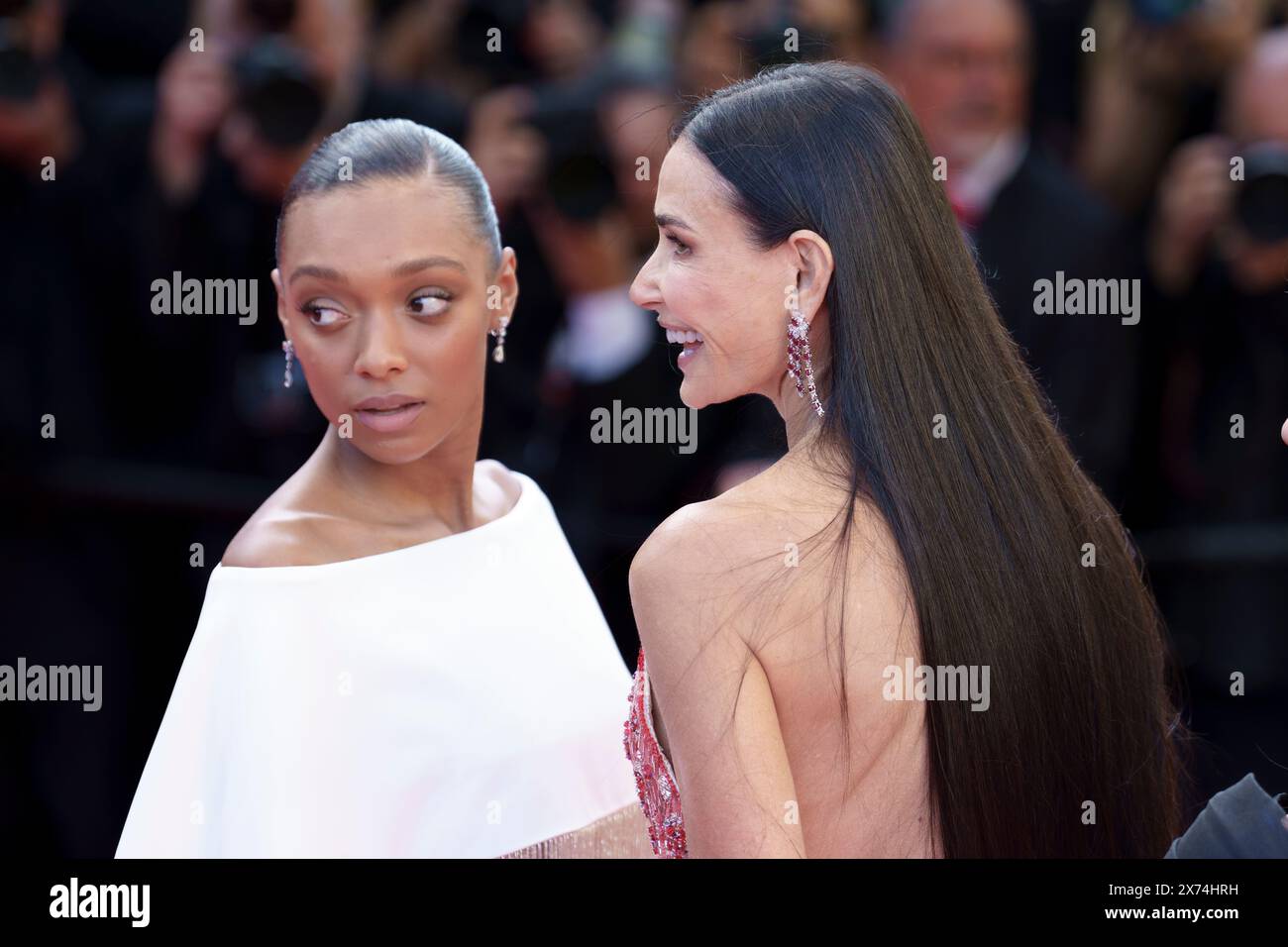 Cannes, France. 17th May, 2024. Sophie Wilde and Demi Moore attends ...