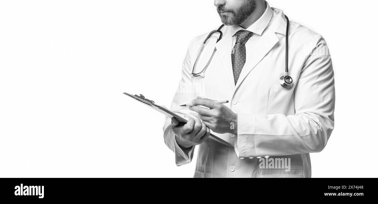 internist with anamnesis on background. cropped photo of internist with ...