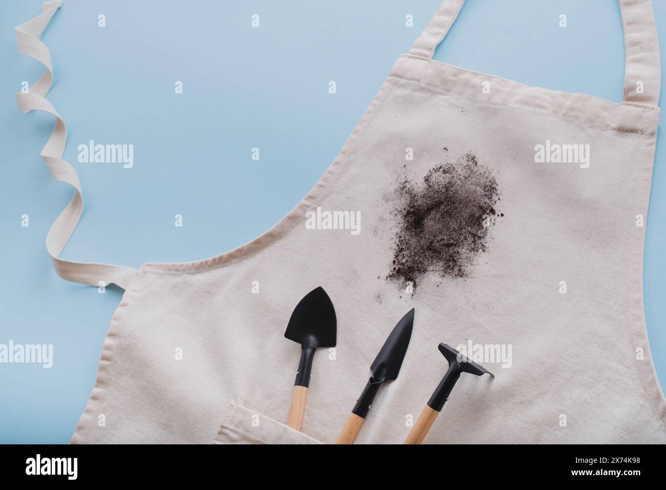 Dirty soil stain on clothes. Planting and transplanting home plant ...