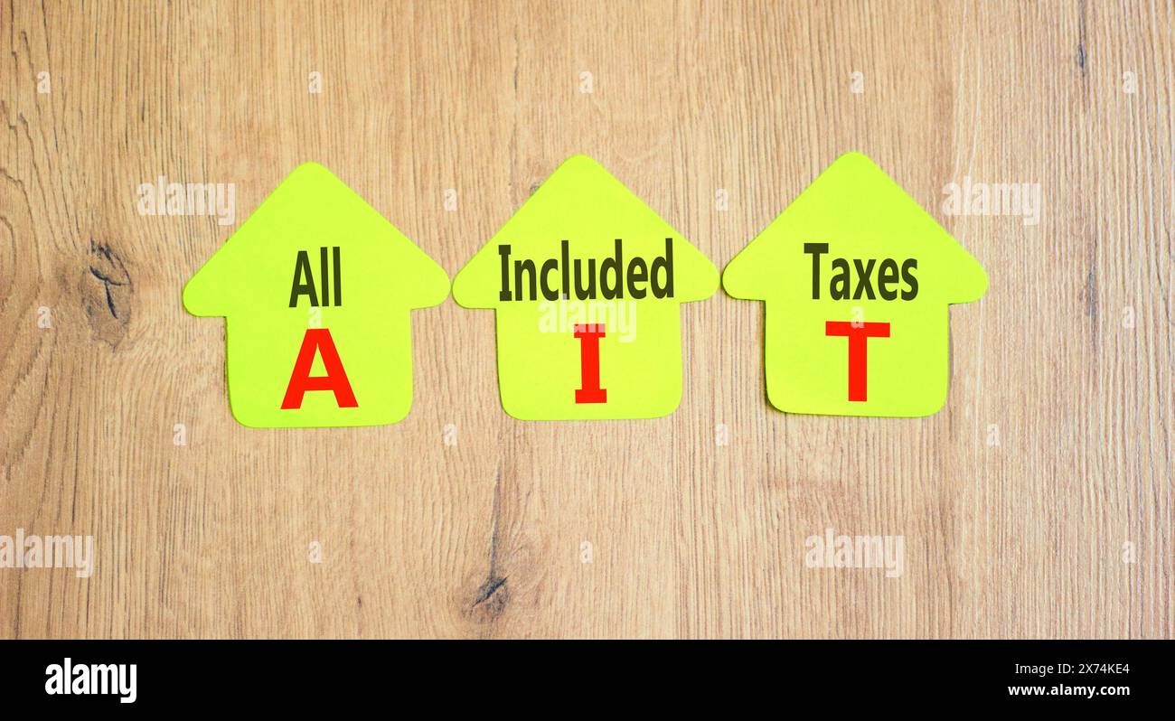 AIT All included taxes symbol. Concept words AIT All included taxes on ...
