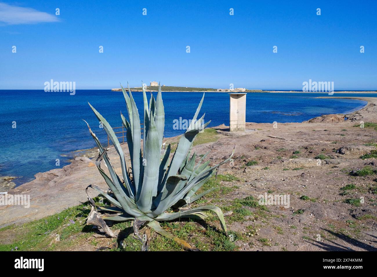 Italy, Sicily, Mediterranean Sea, Portopalo di Capo Passero, view of ...