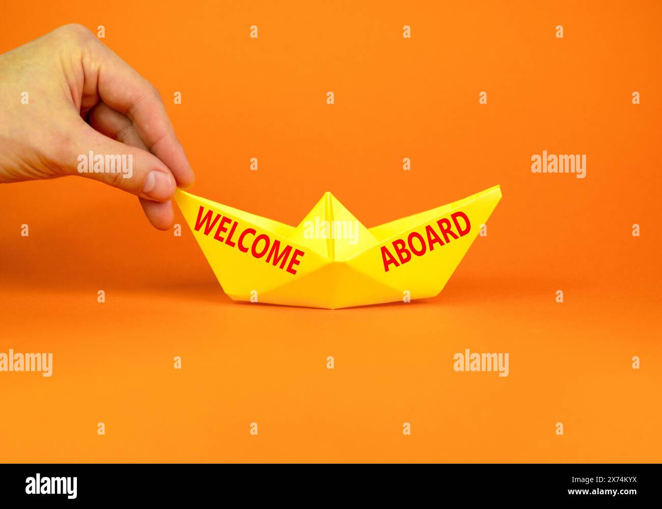 Welcome aboard symbol. Concept words Welcome aboard on beautiful yellow ...