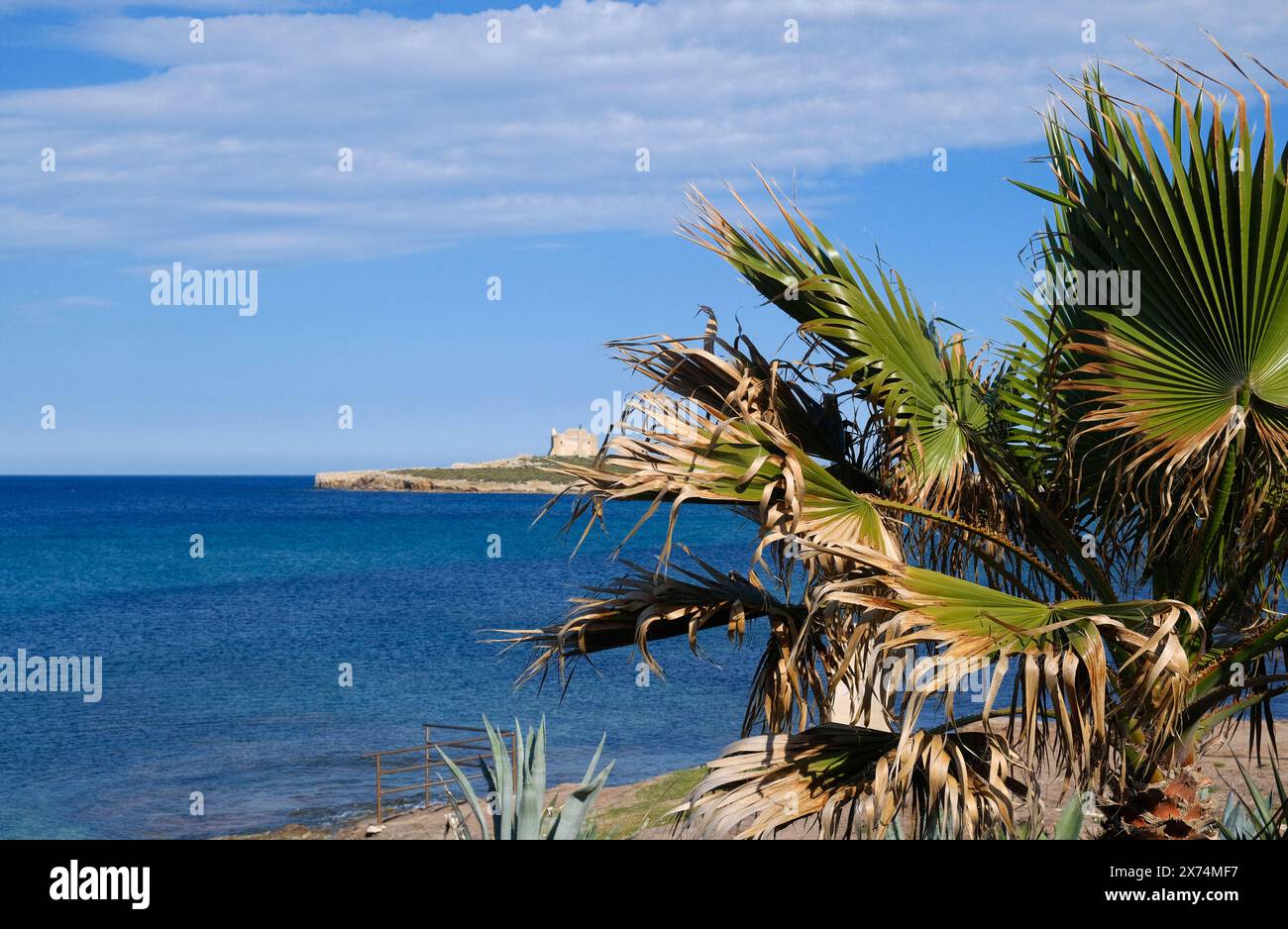 Italy, Sicily, Mediterranean Sea, Portopalo di Capo Passero, view of ...