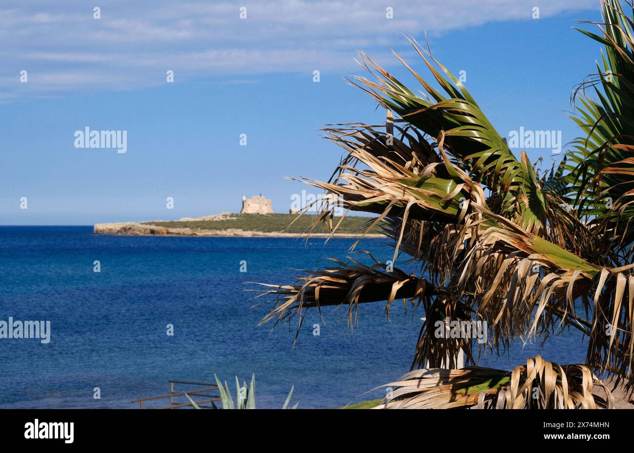 Italy, Sicily, Mediterranean Sea, Portopalo di Capo Passero, view of ...