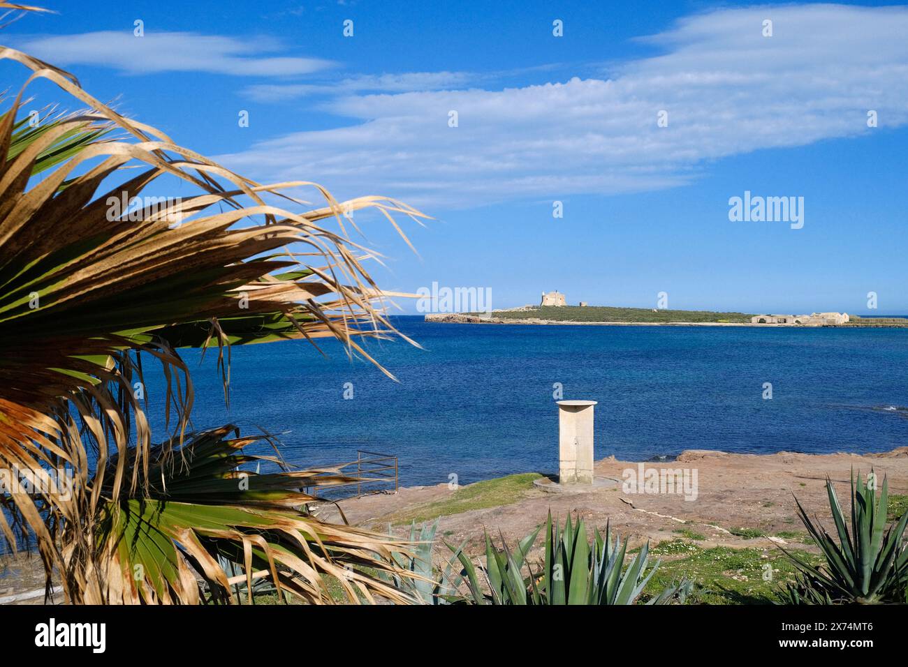 Italy, Sicily, Mediterranean Sea, Portopalo di Capo Passero, view of ...