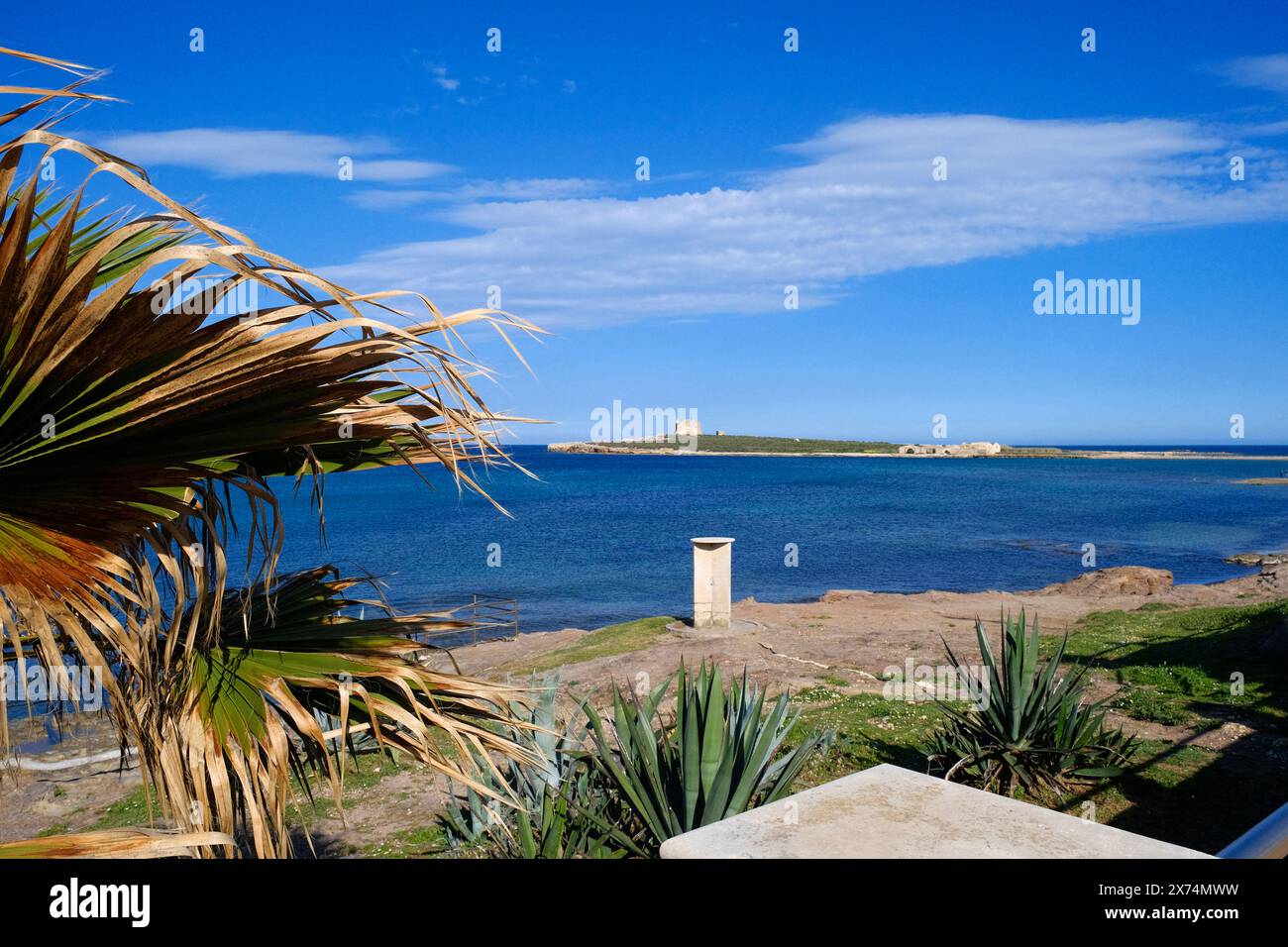 Italy, Sicily, Mediterranean Sea, Portopalo di Capo Passero, view of ...