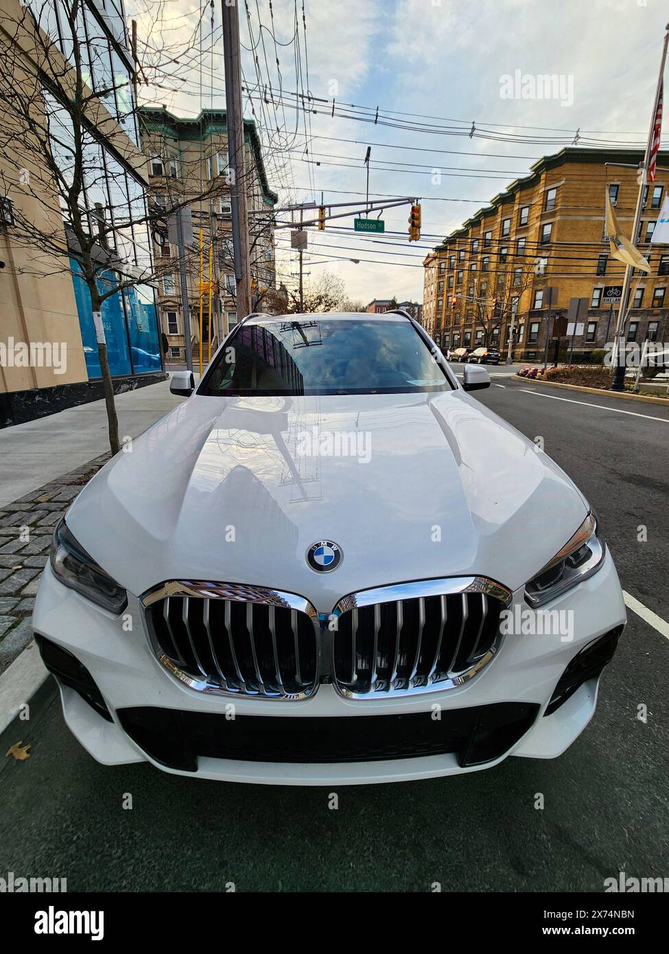 New York City, USA - February 10, 2024: 2019 BMW X5 SUV white car ...